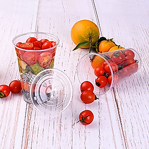 EDI [20 oz. - 100 Sets] Crystal Clear Disposable PET Plastic Cups with Flat Lids and Straws