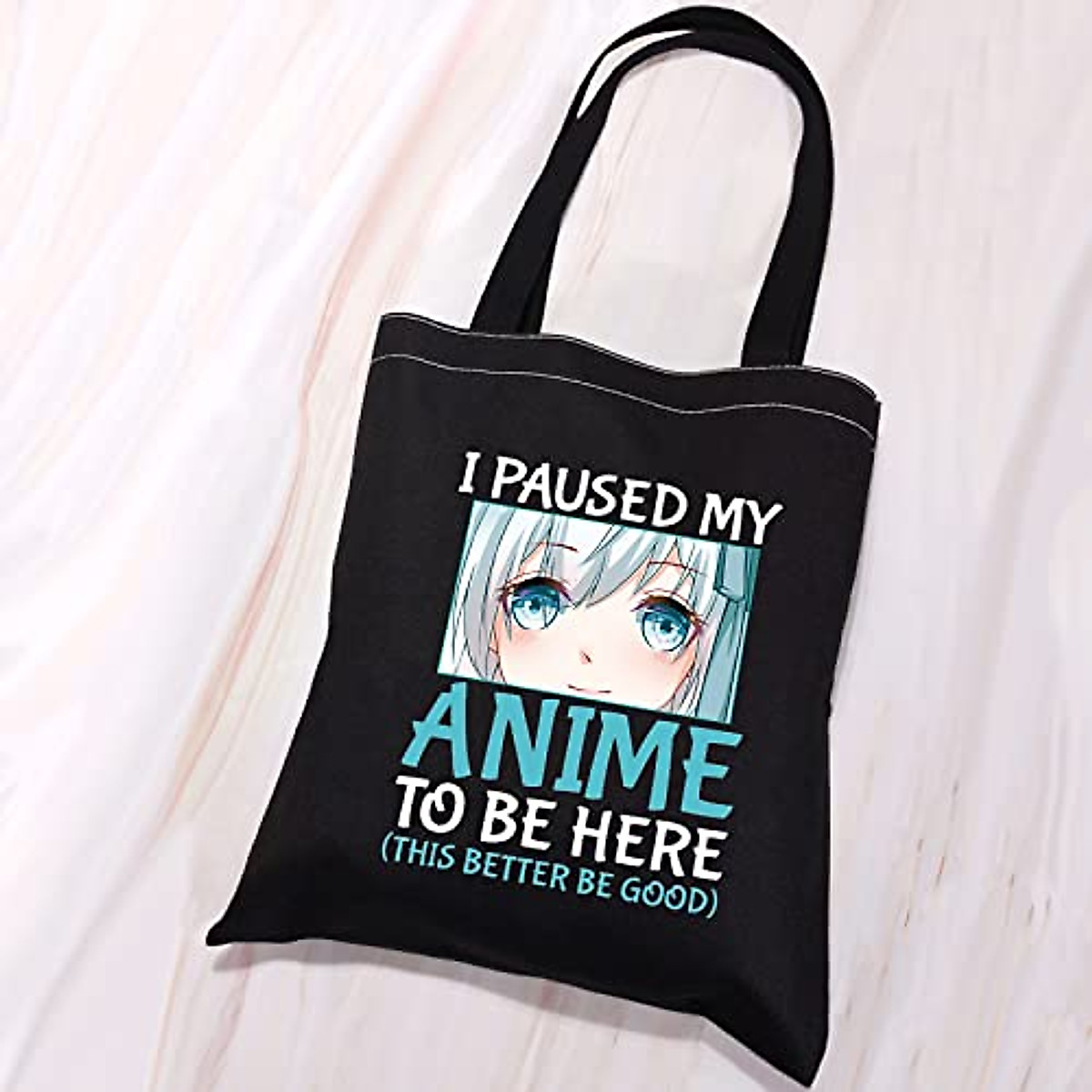 VAMSII Anime Tote Bag I Paused My Anime to be Here Funny Anime Gifts Anime Lover Gifts Shoulder Bag Lover Gifts(Tote Bag 2)