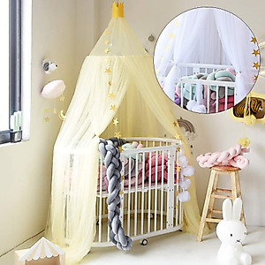 ESUPPORT Bed Canopy Princess Round Dome Bed Netting Cover Hanging Curtain Play Tent Mosquito Net Reading Nook Decoration