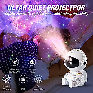 Space Buddy Projector, Astronaut Projector Galaxy Light, 360° Rotation Astronaut Light Projector with Remote Control, LED Lamp Suitable for Kids Adult Bedroom Birthday Valentine's Day Christmas Gift