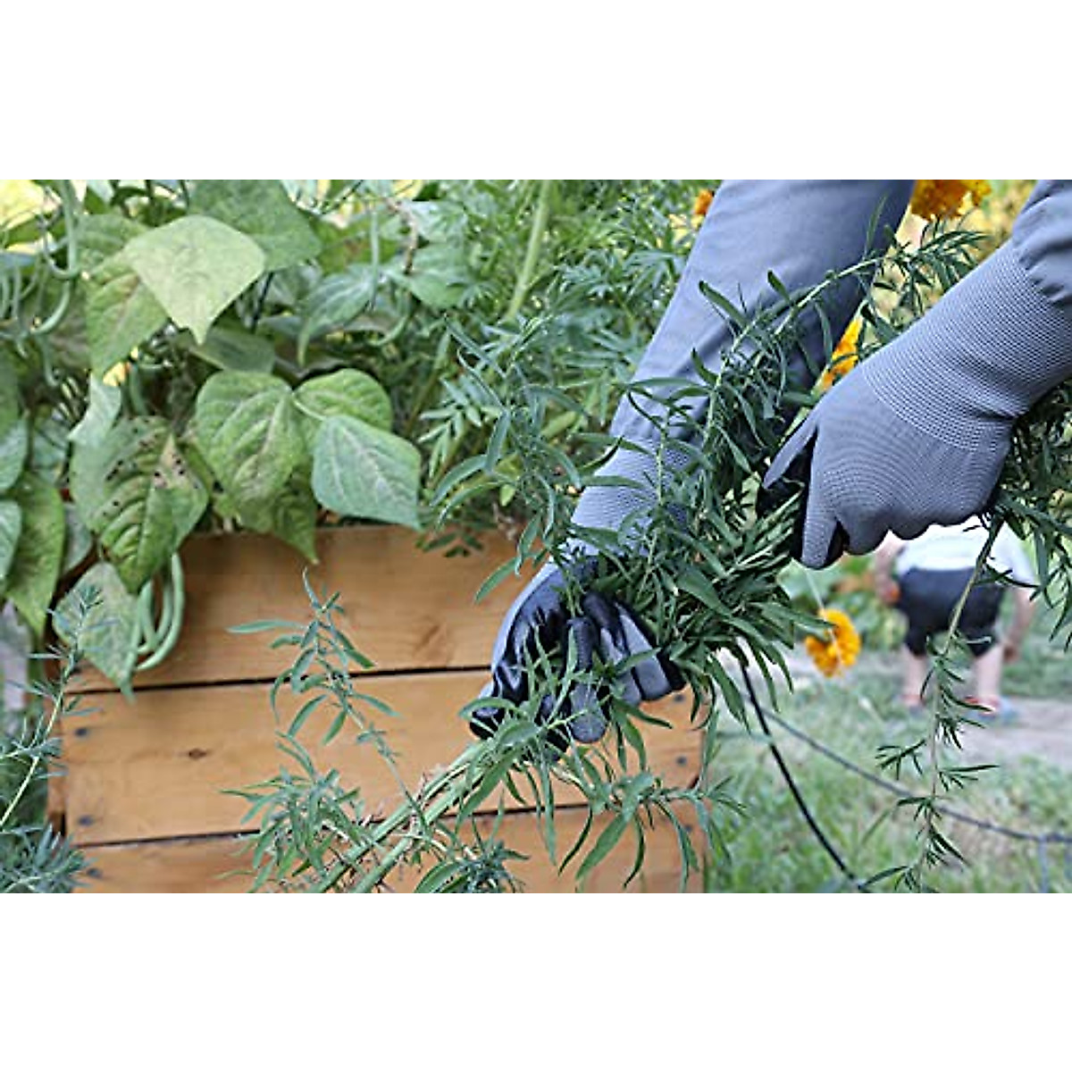 CHARGUY Long Sleeve Gardening Gloves, No-Slip Grip, Strong, Durable Garden Work Glove Protective, Flexible Sleeves, Extended Cuff, Women/Men, 1 Pair