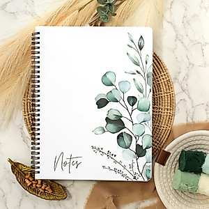 ZICOTO Aesthetic Spiral Notebook Journal For Women - Cute Greenery 10.5" x 8.5" College Ruled Notebook With Large Pockets, Lined Pages and Hardcover - Perfect to Stay Organized at Work or School