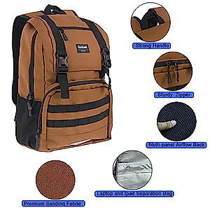 Goloni Casual Travel Backpack for Women Men, Lightweight backpack for college, Casual Daypack Backpacks with USB Charging Port,Brown