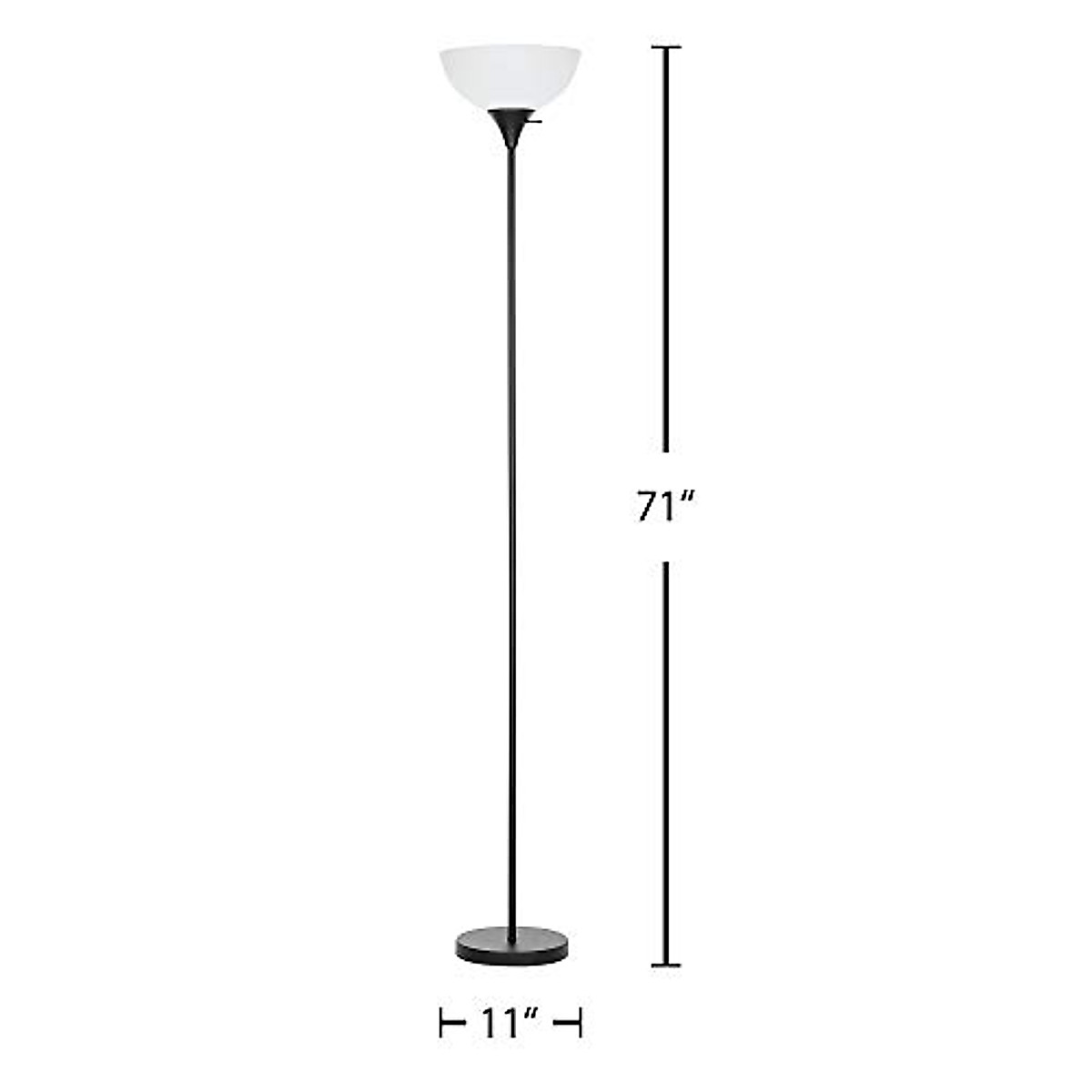 Amazon Brand – Ravenna Home Traditional Metal Torchiere Floor Lamp, LED Bulb Included, 71"H, Black