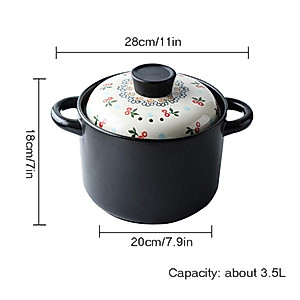 MYYINGBIN Ceramics Casserole with Lid Handles, Tagine Cooking Pot High Temperature Pots and Pan, Housewarming Gift, E