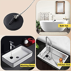 Gllehkt Universal Rubber Bath Plug with Chain Drain Stopper Handy Rubber Bath Plug for Kitchen & Bathroom Sinks 40mm Great