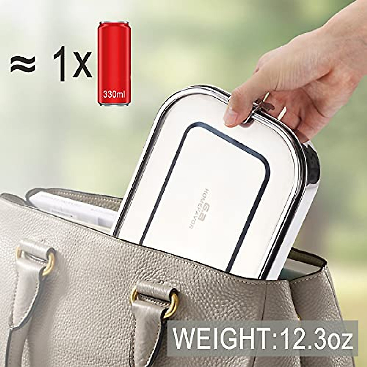 Stainless Steel Lunch Box-1200ML Metal Leak Proof Bento Container for Sandwich Storage, Meal, Rice, Snack-Perfect Sized for Kids, Adults, Men, Women, Boys-2 Compartments-Removable Divider