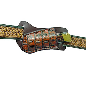 Custom Leather Left Hand Cross Draw Pocket Knife Sheath Far a Buck 110 Are 112. The Top Is Alligator Print
