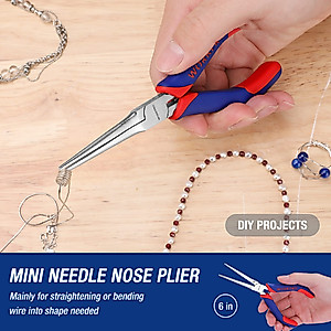 WORKPRO Mini Pliers Set, 3-Piece Small Pliers Tool Kit Includes 4” Diagonal Plier, 5” Long Nose Plier, 6” Needle Nose Plier, for Making Crafts, Repairing Electronic Devices
