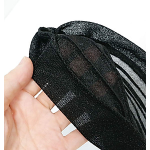 GETACOTA Pleated Glitter Turban for Women Stretchy Hat Beanie Headwrap Knot Twist Elastic Chemo Slip on Cap Headwear Accessories (Black)