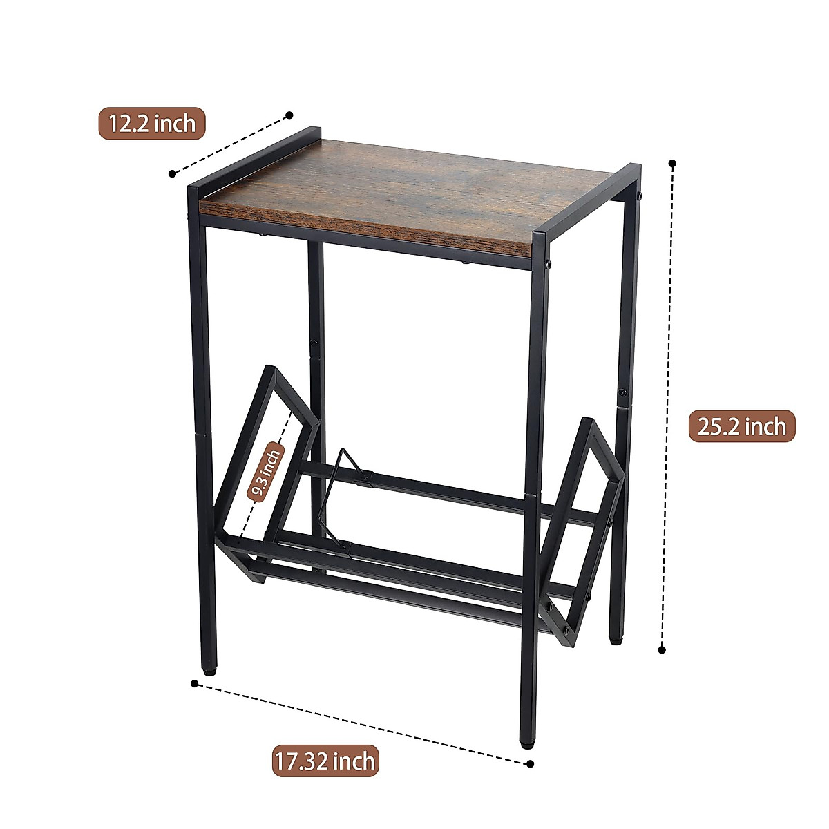 Dunatou Record Player Stand with Vinyl Storage, Vinyl Record Stand Hold Up to 80 LP, Turntable Stand with 2 Tier Vinyl Holder Display Shelf, Record Player Table for Living Room, Bedroom, Rustic Brown