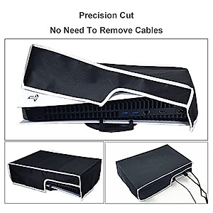 Horizontal Dust Cover for PS5 Console. EMiEN Oxford Fabric Anti-Scratch Waterproof Dust Guard with Back Cable Port for Sony Playstation 5 Console Digital & Disk Version