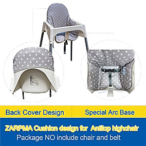 ZARPMA Cotton Seat Covers for IKEA Antilop Highchair,Cotton Surface and Cotton Padded,Forest Pattern Foldable Baby Highchair Cover for IKEA Child Chair Cushion (Grey Star)