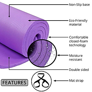 Shop LC Purple NBR Surface Yoga Mat Compact Non Slip Workout Fitness Exercise with Carrying Strap Birthday Gifts
