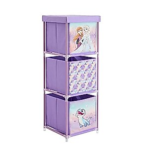 Idea Nuova Disney Frozen 3 Tier Fabric Storage Organizer with 3 Cubes and Removable Lid