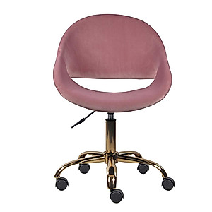 GIA Mid-Back Swivel Adjustable Small Vanity Chair with Velvet Upholstery, Pink