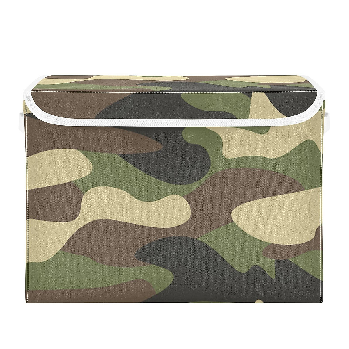 SUABO Military Camouflage Camo Storage Bin with Lid Large Oxford Cloth Storage Boxes Foldable Home Cube Baskets Closet Organizers for Nursery Bedroom Office