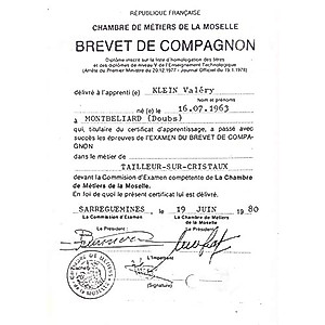 6 Aperitif Juice and Water Crystal Glasses - 6 Colors Assortment - Service Roemer Diamant (12 fl oz) - Klein House Artisan du Cristal - Gift set - Stamp : Klein 54120 Baccarat France