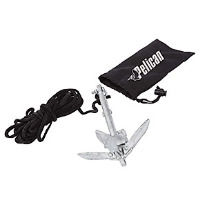 Pelican Compact Anchor Kit - for Kayak, Canoe, SUP - Inflatables or Small Boats - Foldable Storage Bag - Ideal for Fishing Kayak Boating (1.5 lb), Gray/Black
