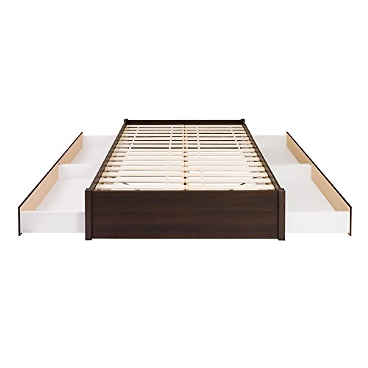 Prepac Select Queen 4-Post Raised Platform 4-Drawer Storage Bed, Modern Queen Storage Bed with Drawers 83" D x 63" W x 16" H, Espresso, EBSQ-1302-4K