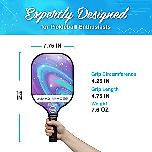 Amazin' Aces Cosmic Pickleball Paddles Set of 2, Pickleball Rackets w/ 4 Pickleball Outdoor Balls & 1 Pickleball Bag, for Sports & Outdoors Fun, USAPA Approved