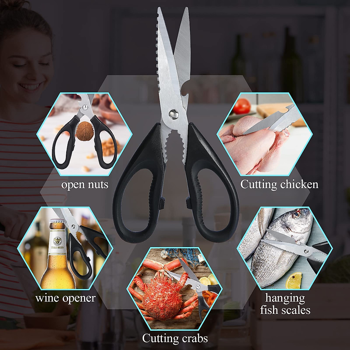 Enfmay 15 Pieces Kitchen Knife Set, Professional Kitchen Knives, Household Cutting Knives Set for Kitchen, Made of Germany 1.4116 Stainless Steel, Extra Sharpness Kitchen Knife Set with Block