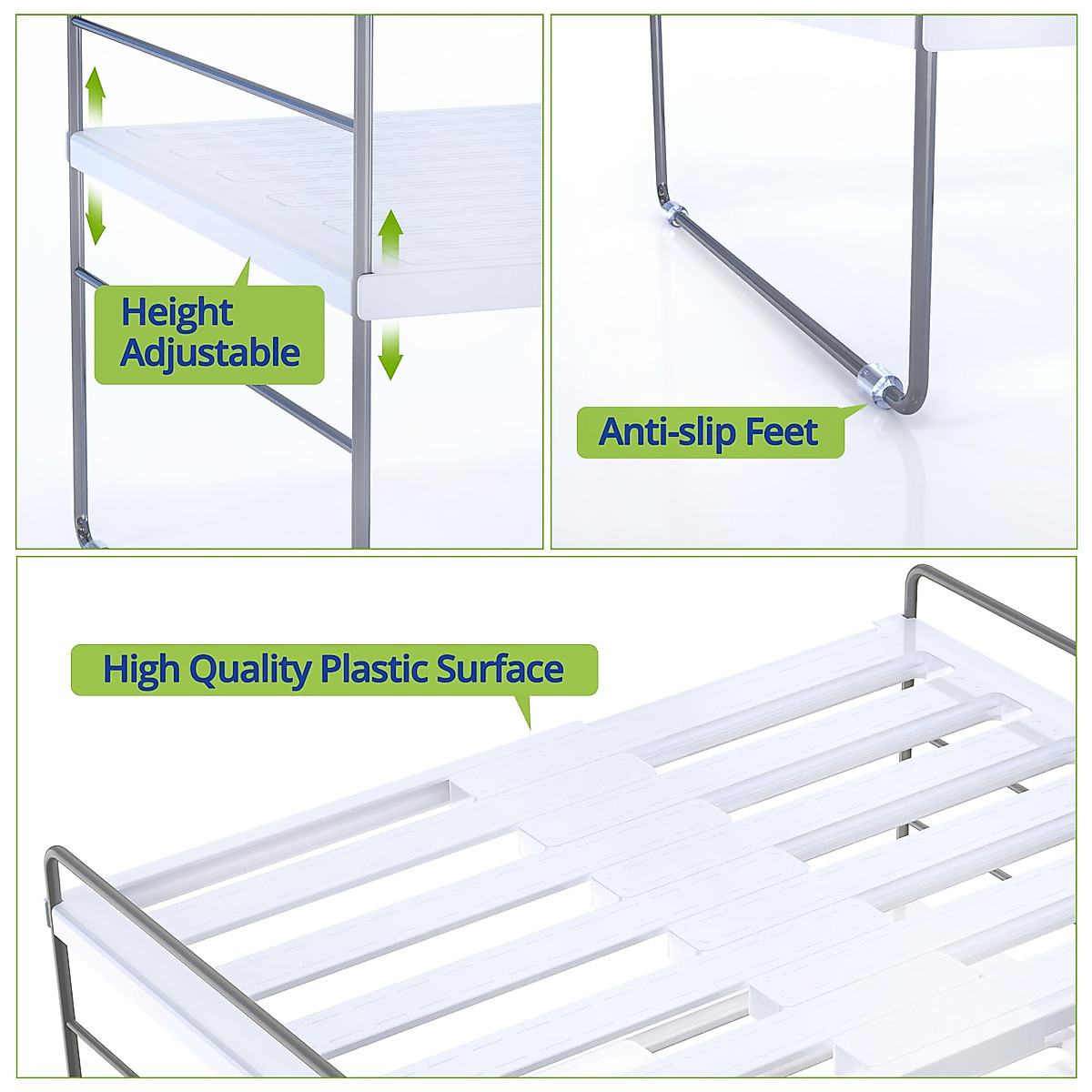 YAN & HIN 3-Tier Pantry Cabinet Organizers and Storage Adjustable Height and Expandable Kitchen Plastic Wrap Organizer Sturdy Aluminum Foil Countertop For Cupboard Multi-Purpose Use