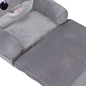 Estink Kids, Foldable Kids Couch Cute Cartoon Soft Children Folding Sofa Bed Play with Armrests Chair for Home Bedroom Playroom (3 Layers)