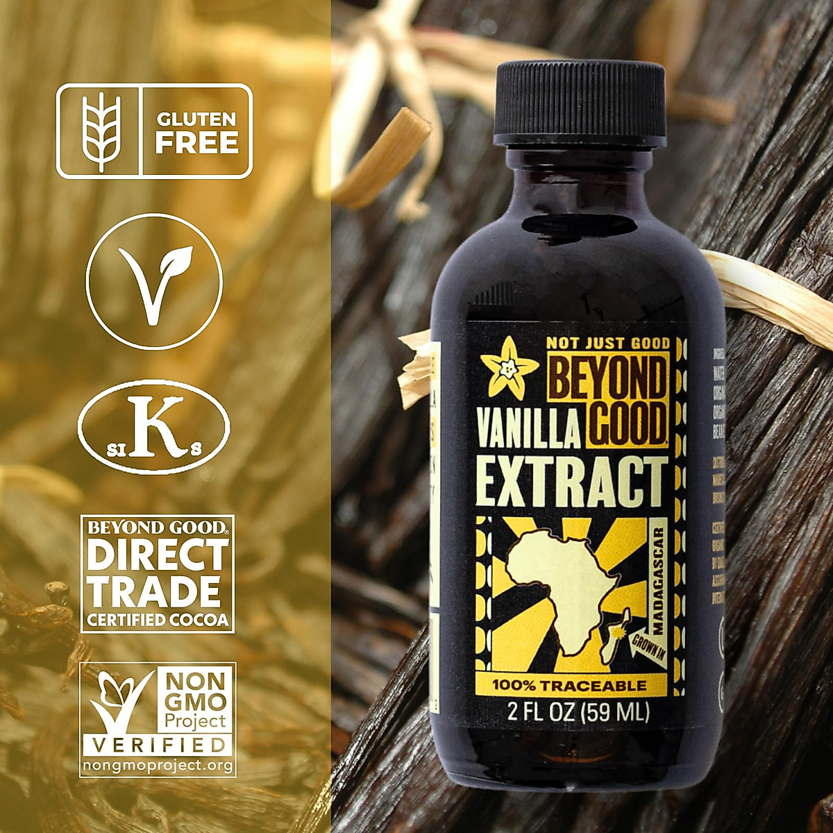 Beyond Good Pure Vanilla Extract | Madagascar Vanilla Extract | Made from All Natural Bourbon Vanilla Beans | For Baking, Desserts, Home Cooking and Chefs (2 fl oz)
