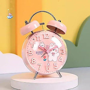 HEGZA Analog Alarm Clock Loud Alarm Clock for Bedrooms, Analog Alarm Clock, Small Alarm Clock, Cute Design for Kids, Battary Operation, 4 inch Kids Alarm Clocks (Color : B)