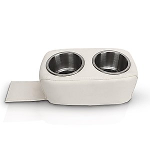 Double Stainless Steel Cup Holder, Strong and Durable, Portable Design, Ideal for Pontoons and Fishing Boats, With PVC Clamshell (White)