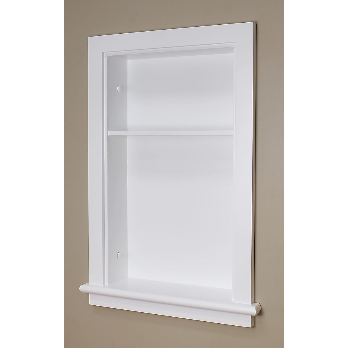 Fox Hollow Furnishings 14x24 Recessed Aiden Wall Niche - Wall Shelf for Storage and Home Decor, 1 Shelf (White W/Plain Back)
