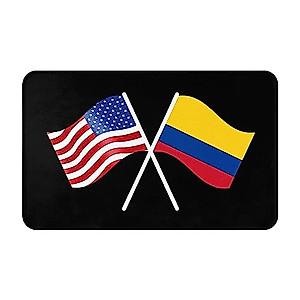 American and Colombia Flag Non-Slip Mat 20x31in Suitable for Home Kitchens and Offices