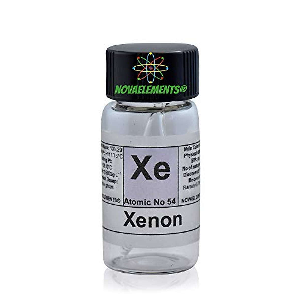 Xenon Element 54 Xe, 99.9% Pure Sample in Mini ampoule and Labeled Glass ampoule
