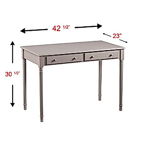 SEI Furniture Janice 2-Drawer Slim Profile Writing Desk, Gray