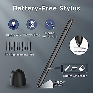 UGEE U1200 11.9 Inch Drawing Tablet with Screen, 127% sRGB Full Laminated Drawing Pad,8192 Levels Battery Free Stylus with Digital Eraser,Graphic Tablet Support for Windows/Mac/Linux/Chrome88 or Later