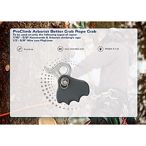 Rope Grab - Arborist Rope Brake Tree Equipment, Fall Arrestor Ascender, Better Grab Flip Line Adjuster w/Removable Rope Cam Lock & Rubberized Cover - Fit for 7/16" - 5/8" Rope