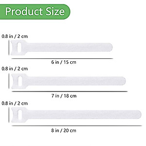 PASOW 60pcs Fastening Microfiber Cloth Cable Ties Wire Management (6/7/8 Inch, White)