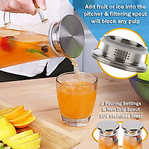 51oz Glass Pitcher with Lid Heat Resistant Glass Water Pitcher/Water Carafe with Infuser Pitcher Lid - For Hot/Cold Beverages - Water, Cold Brew, Iced Tea & Juice 1.5 Liter