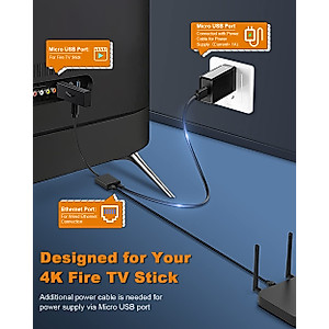 Ethernet Adapter for Fire TV Stick, Electop Micro USB to RJ45 Ethernet Network Adapter Compatible with 4K Fire Stick,Chromecast Google Home Mini and More Streaming TV Sticks(Adhesive Tape Included)