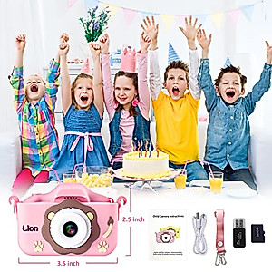 Kids Camera, 2023 Upgrade HD Selfie Kids Digital Camera, Birthday Toys for Girls Boys Age 3-12, Toddler Camera, Camera for Kid with 32GB SD Card, Toys for 3 4 5 6 7 8 Girls Boys (Pink)