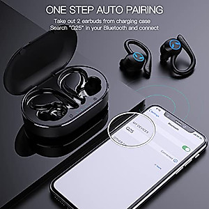 Wireless Earbuds Bluetooth Headphones 60H Playtime Ear Buds Bluetooth Earphones in-Ear Noise Cancelling Earbud with Mic, IPX7 Waterproof Ear Buds with Earhooks for Sports Laptop Gaming Blk