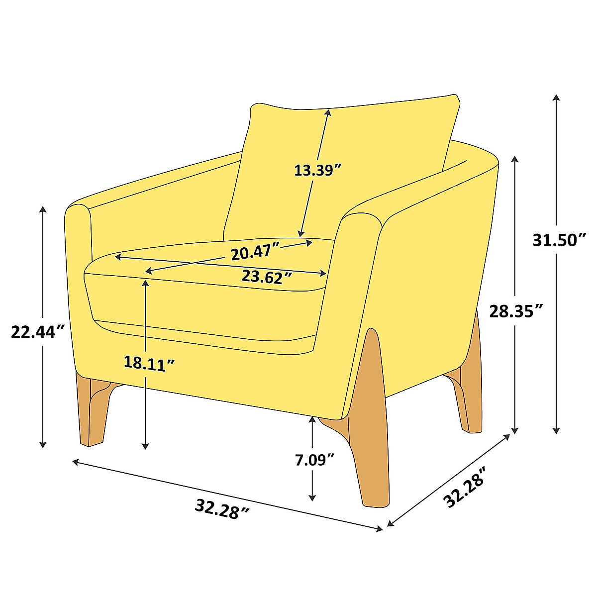 VANOMi Living Room Chair, Accent Chair with Wood Legs, Modern Upholstered Armchair Cozy Chairs for Living Room Bedroom Reading, Boucle