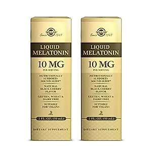 Solgar Liquid Melatonin 10 mg, Natural Black Cherry Flavor - 2 oz, 2 Pack - Supports Sound, Quality Sleep - Helps Normal Circadian Rhythm - Great for Jet Lag - Vegan, Gluten Free - 118 Total Servings
