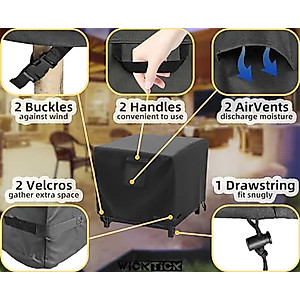 WICKTICK Square Gas Fire Pit Cover 30 x 30 x 25 Inch, Waterproof & 600D Heavy Duty Fire Table Cover for 28x28, 30x30 Inch Patio Tall Propane Firepits