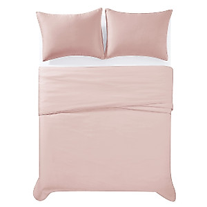 Christian Siriano NY - 300 TC Twin 2 Piece Duvet and Pillowcase Set - Cotton Sateen Collection - Blush