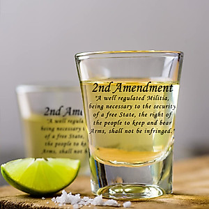 Patriots Cave 2ND Amendment To The Constitution | 2 oz Bourbon Whiskey Shot Glass | Patriotic Old Fashioned Shot Glasses For Men | Retirement Gifts For Men | 21st Birthday Shot Glass | Made In USA