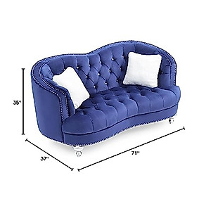 Glory Furniture Jewel Velvet Loveseat in Blue