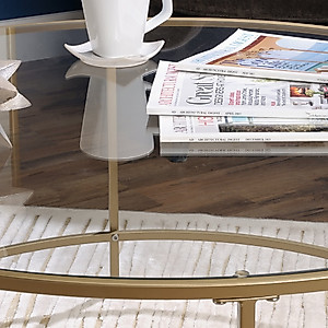 Sauder 417830 Int Lux Coffee Table Round, Glass / Gold Finish