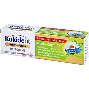 Kukident Extra Strong Denture Adhesive Cream with Camomile Extract 1.41 Oz